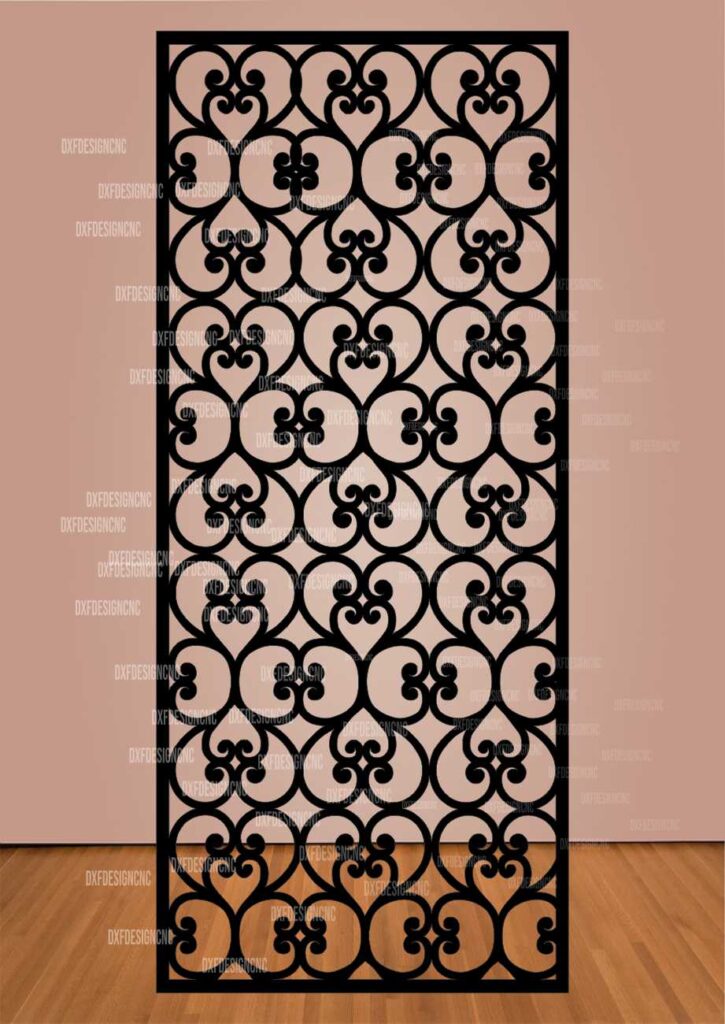 Ornamental Heart Scroll CNC DXF Panel – Decorative Laser Cut Screen ...